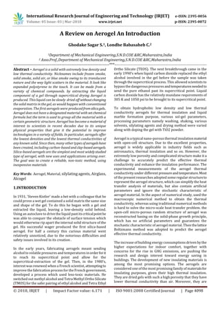 IRJET- A Review on Aerogel An Introduction | PDF