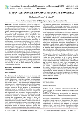 IRJET- Student Attendance Tracking System using Biometrics | PDF