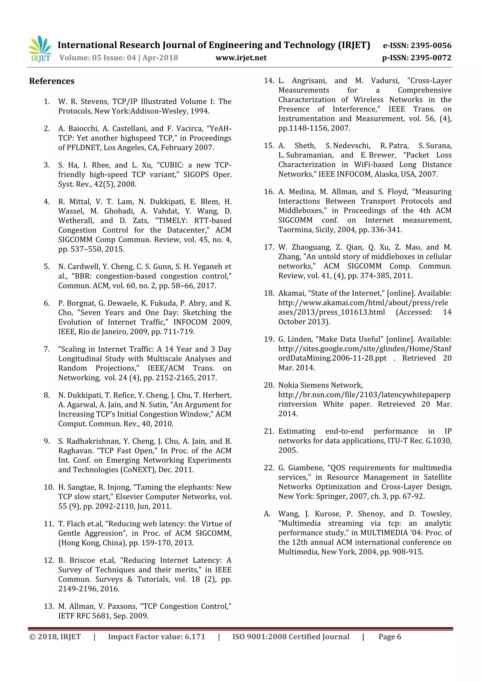 IRJET- Modeling a New Startup Algorithm for TCP New Reno | PDF