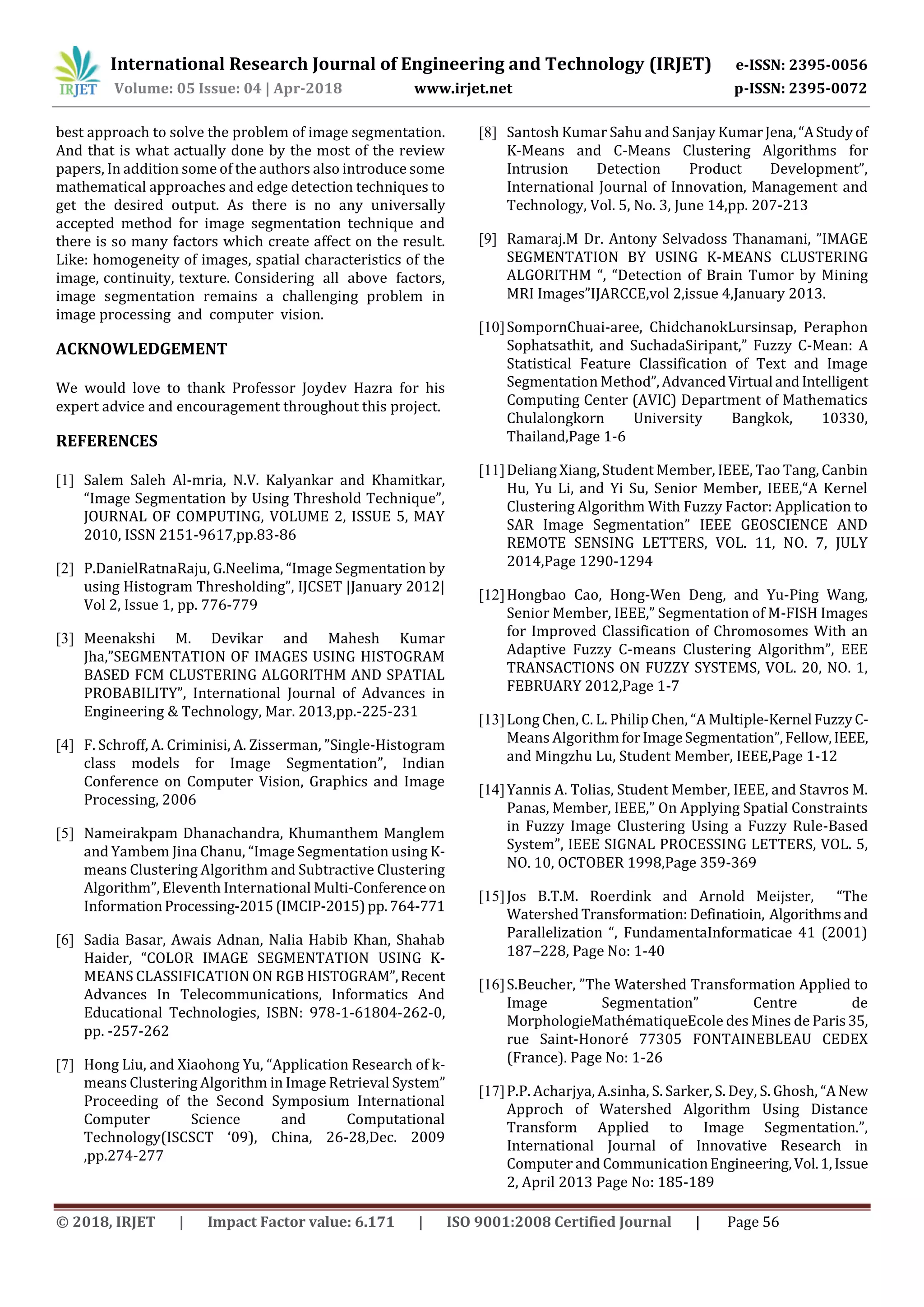 IRJET- Image Segmentation Techniques: A Survey | PDF