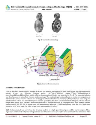 IRJET- Review Paper on Design and Stress Analysis of Helical Gear and Manufacturing Through ...
