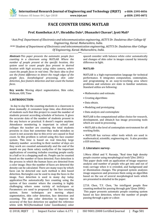 IRJET- Face Counter using Matlab | PDF