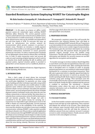 IRJET- Guarded Remittance System Employing WANET for Catastrophe Region ...