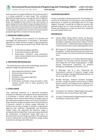 IRJET- Lossless Encryption Technique for Finger Biometric Images | PDF | Information and Network ...