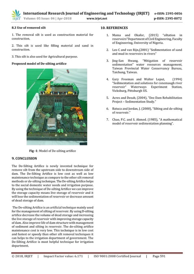 IRJET- De-Silting Artifice for Dams | PDF