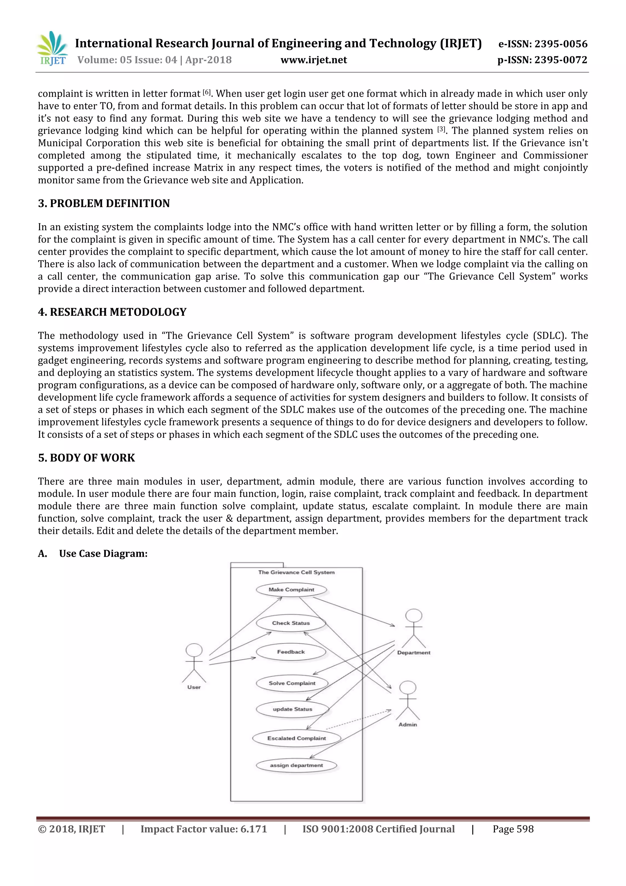 IRJET- Grievance Cell and Complaints Tracking System for Citizens | PDF