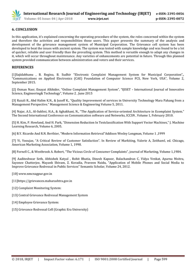 IRJET- Grievance Cell and Complaints Tracking System for Citizens | PDF