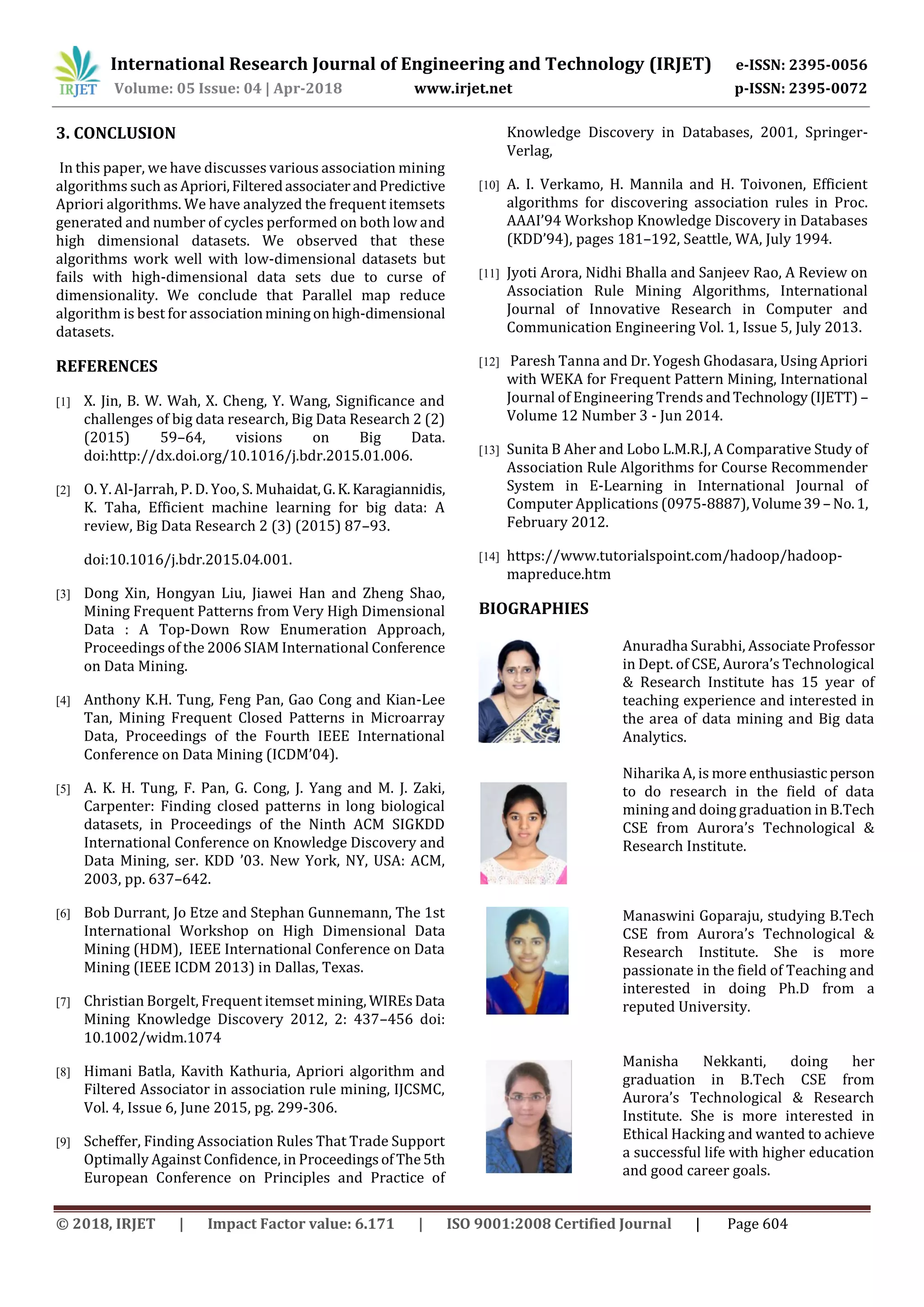 IRJET- Effecient Support Itemset Mining using Parallel Map Reducing | PDF