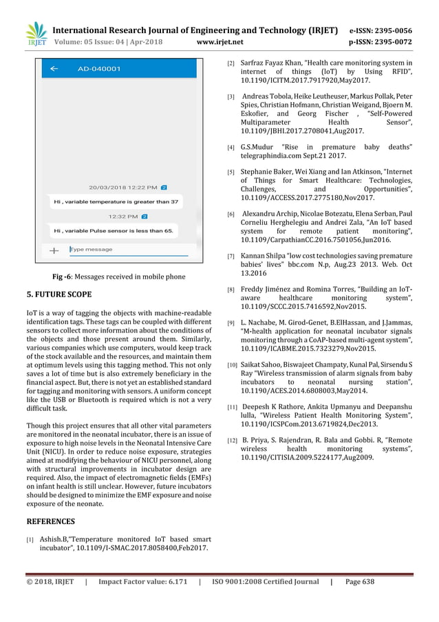 Irjet Monitoring Of Incubator Using Iot Pdf Internet Of Things Internet