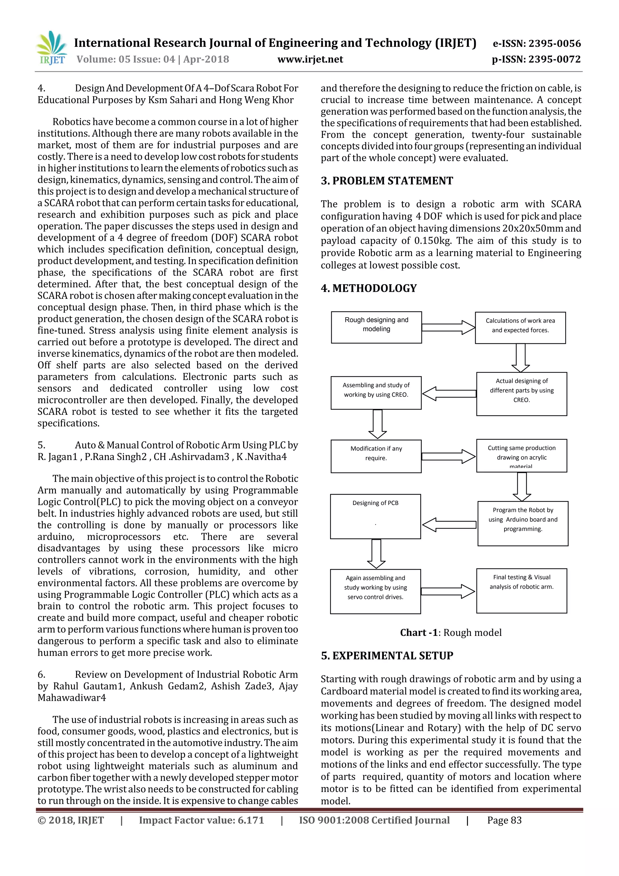 IRJET- Design, Manufacturing and Analysis of Robotic Arm with SCARA ...