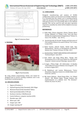 IRJET- Design, Manufacturing and Analysis of Robotic Arm with SCARA Configuration | PDF ...