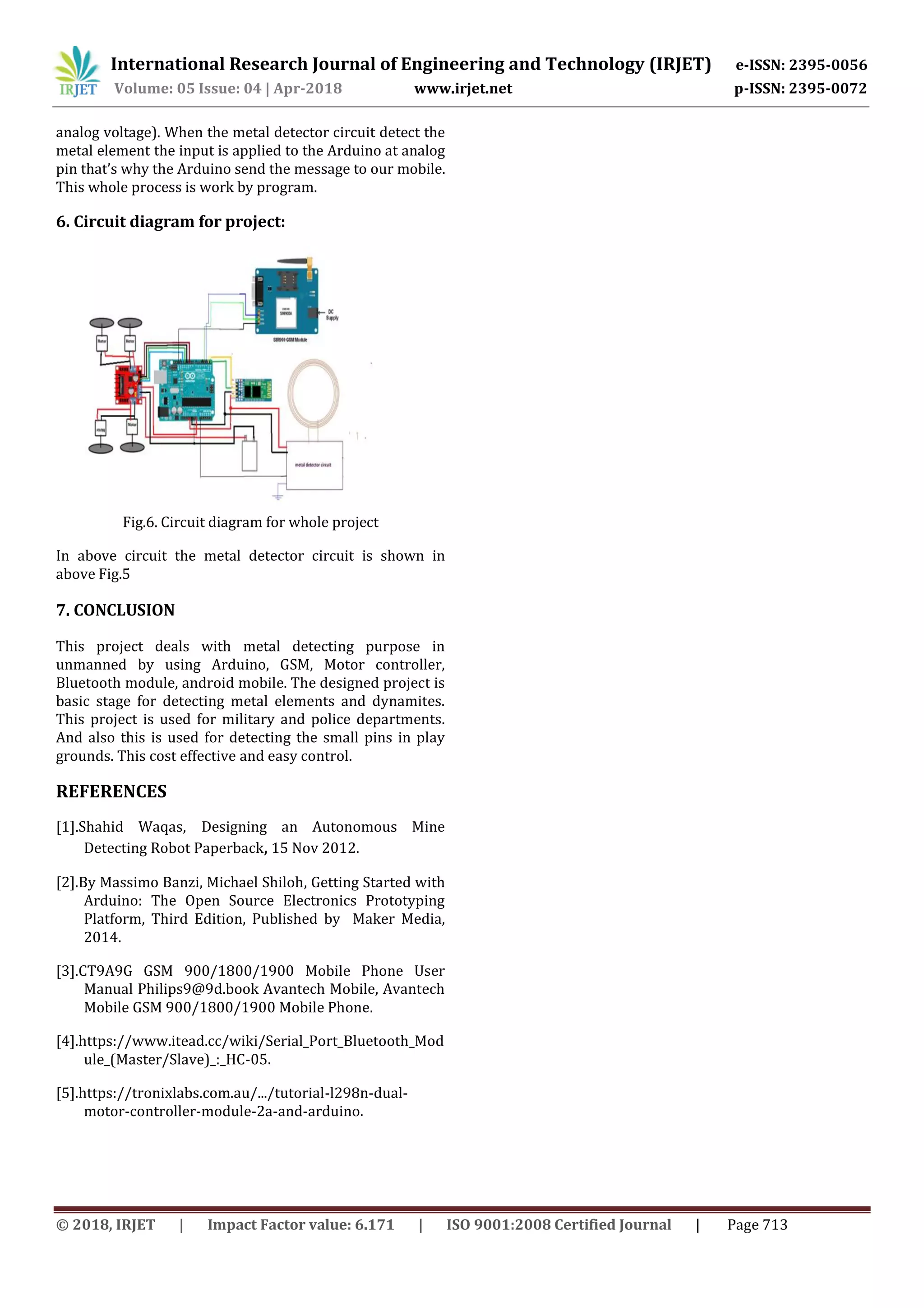 IRJET- Bluetooth Controlled Metal Detecting Robot with Message Alert | PDF