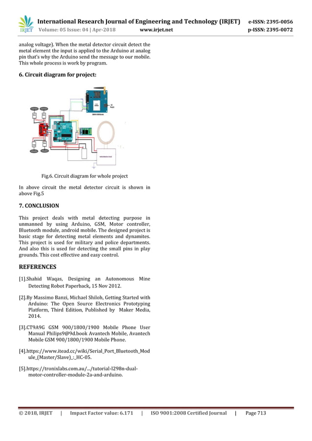 Irjet Bluetooth Controlled Metal Detecting Robot With Message Alert Pdf