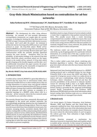 IRJET- Gray-Hole Attack Minimization based on contradiction for ad-hoc networks | PDF