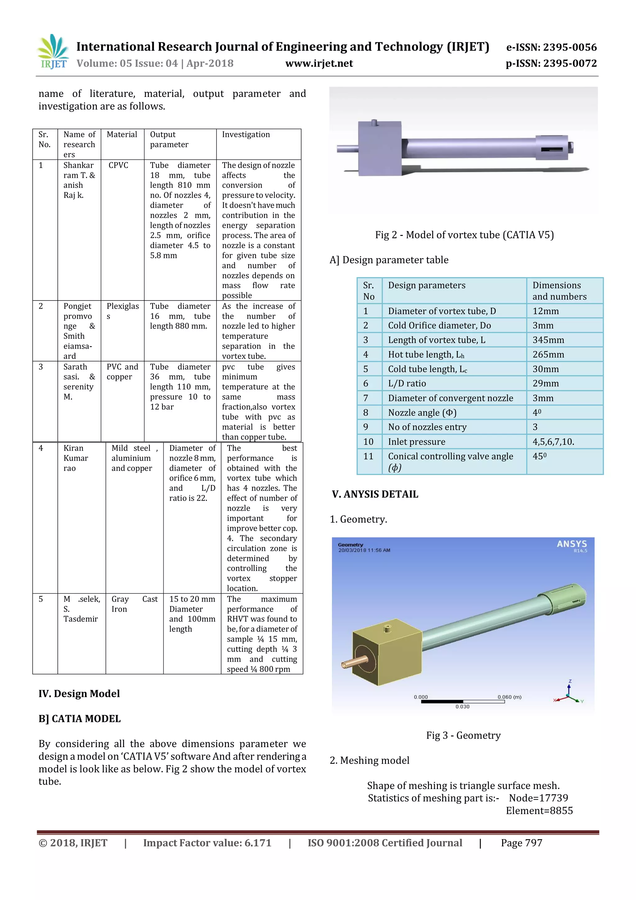 IRJET- Design and Analysis of Vortex Tube Refrigeration | PDF