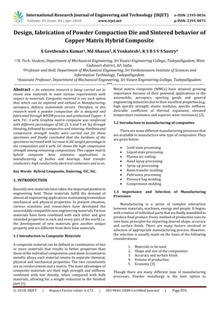 IRJET- Design, fabrication of Powder Compaction Die and Sintered ...