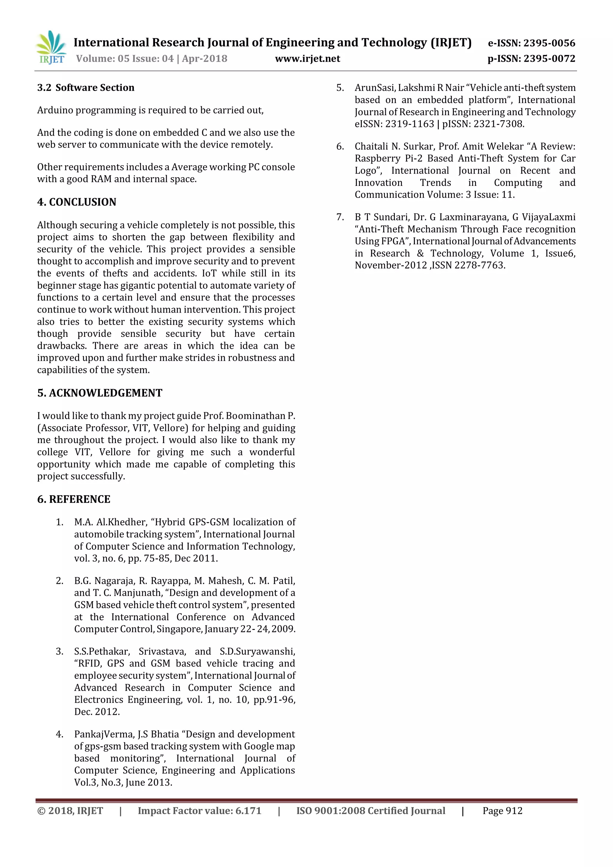 IRJET- Vehicle Security System using IoT Application | PDF | Auto Navigation Systems | Auto ...