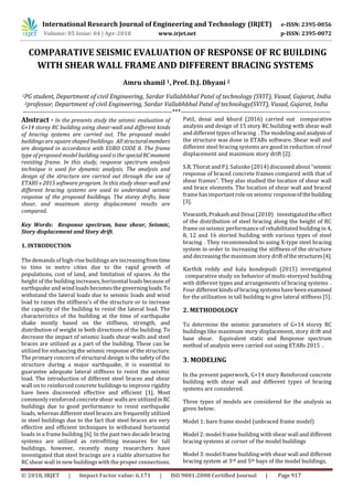 IRJET- Comparative Seismic Evaluation of Response of RC Building with Shear Wall Frame and ...