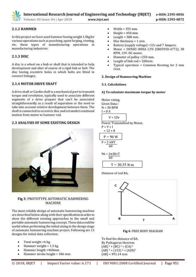 IRJET- Design, Cad Modeling & Fabrication of Automatic Hammering Machine | PDF