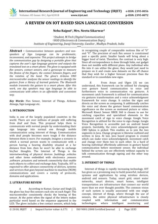 IRJET- A Review on Iot Based Sign Language Conversion | PDF | Wearable Technology | Consumer ...