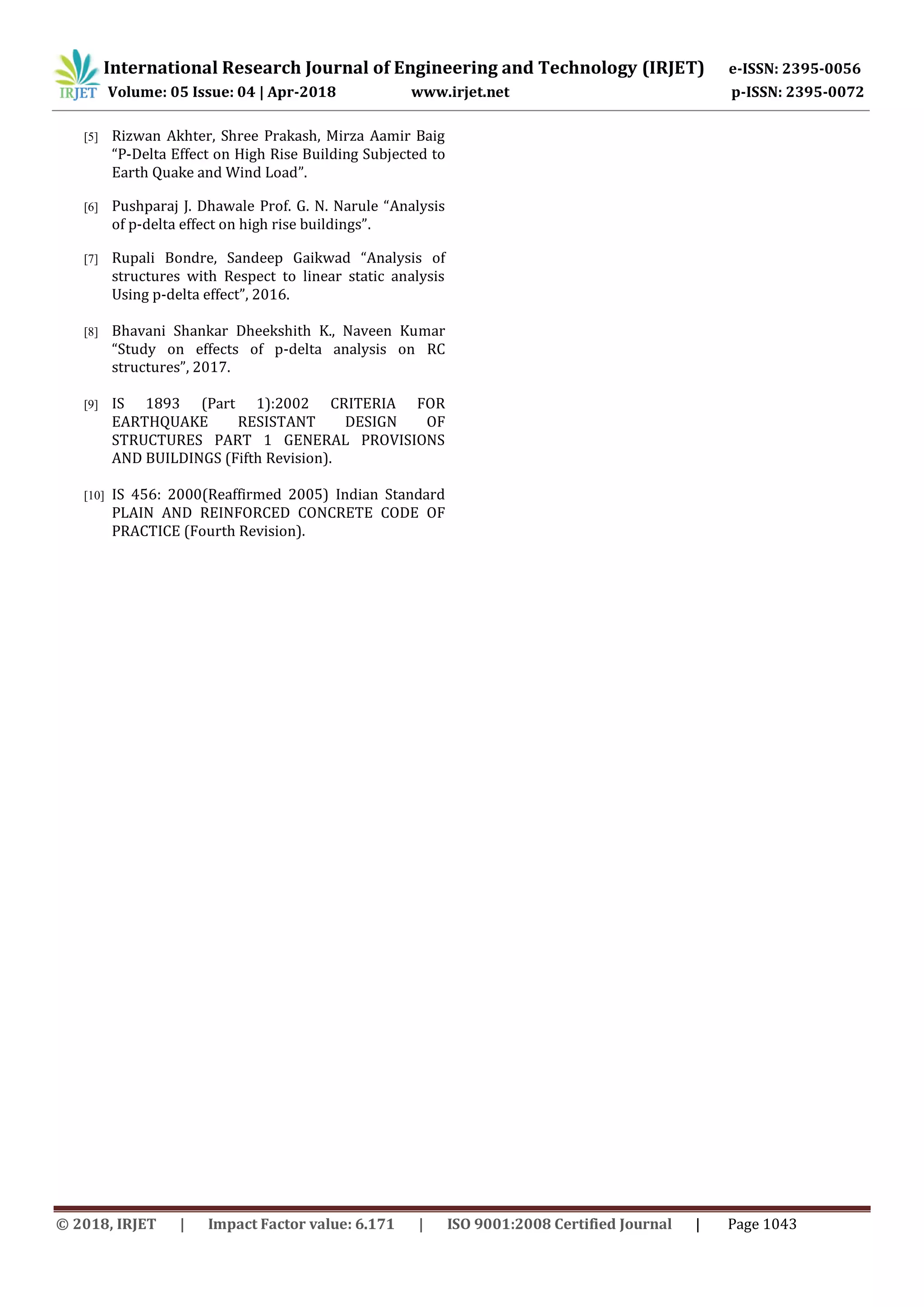 IRJET- Study of P-Delta Effect on High Rise RCC Structures | PDF