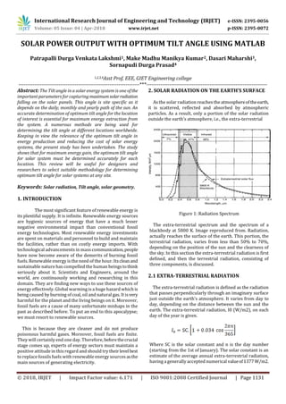 IRJET- Solar Power Output with Optimum Tilt Angle using Matlab | PDF