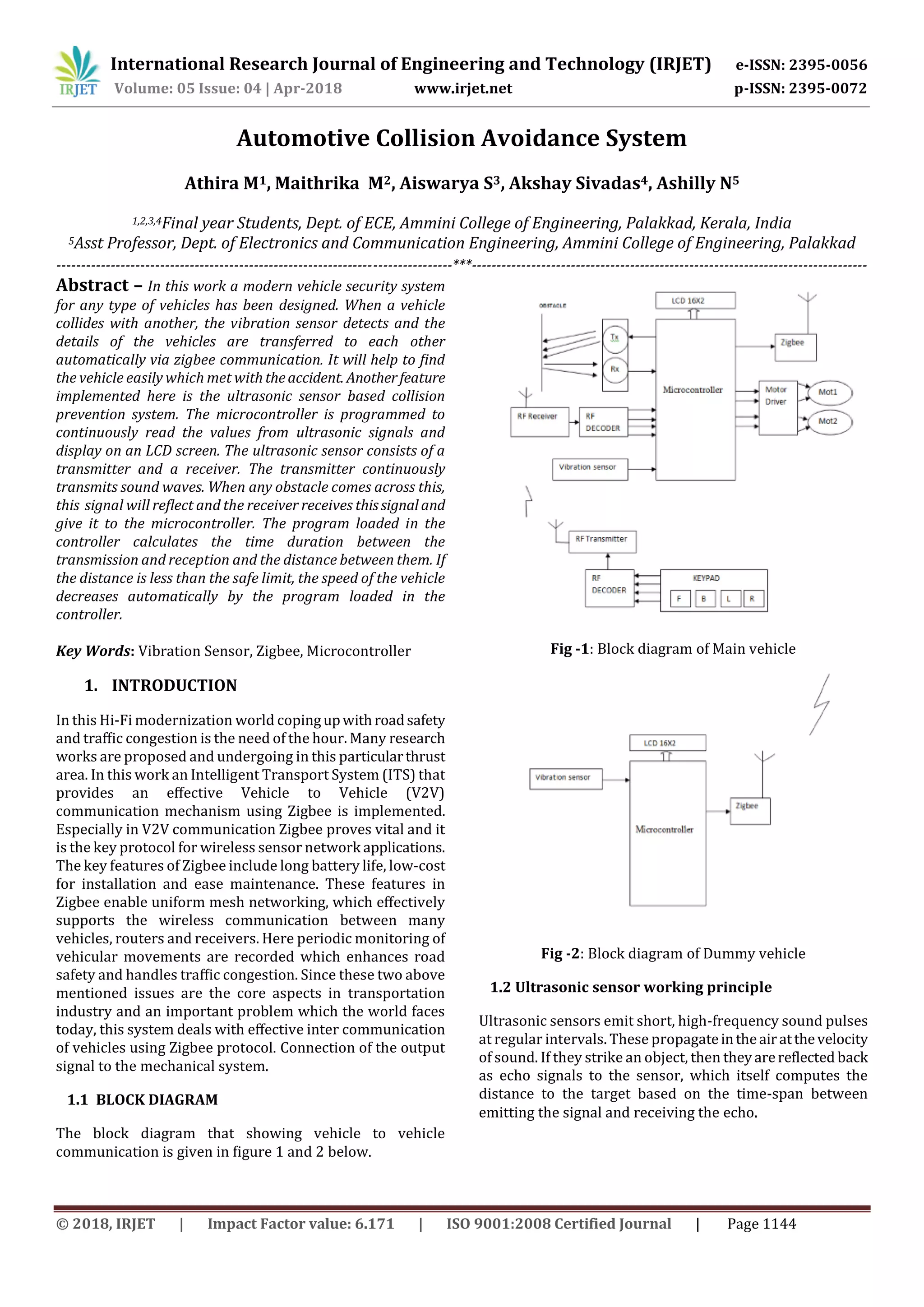 IRJET- Automotive Collision Avoidance System | PDF