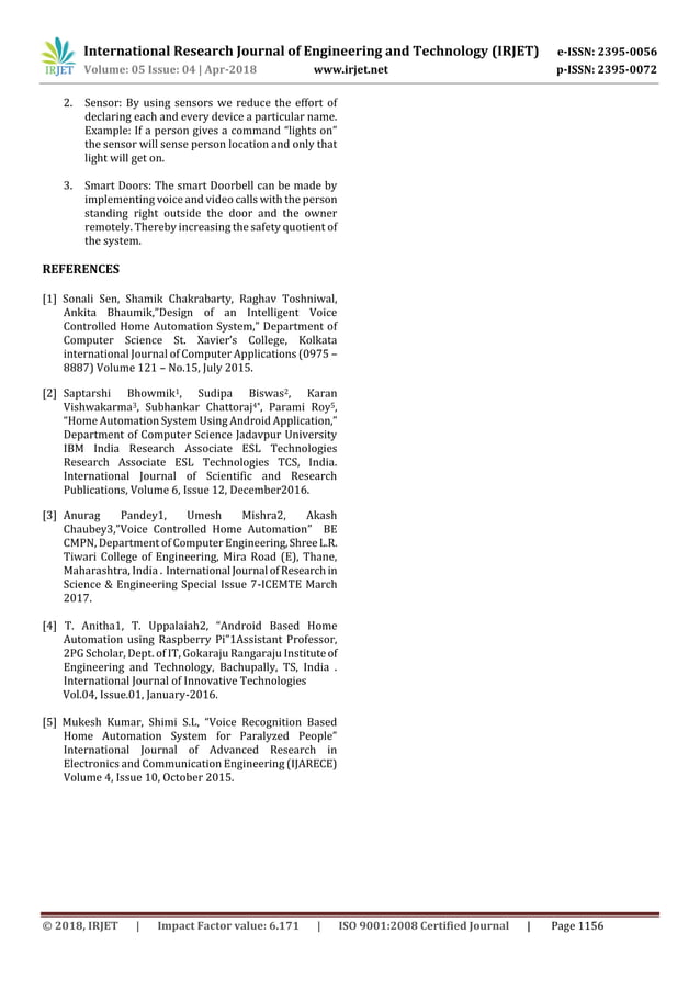 IRJET- Voice Based Home Automation System using Raspberry Pi | PDF | Home Appliances | Home & Garden