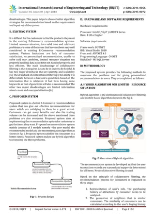IRJET- E-Commerce Recommendation System: Problems and Solutions | PDF | Internet | Computing