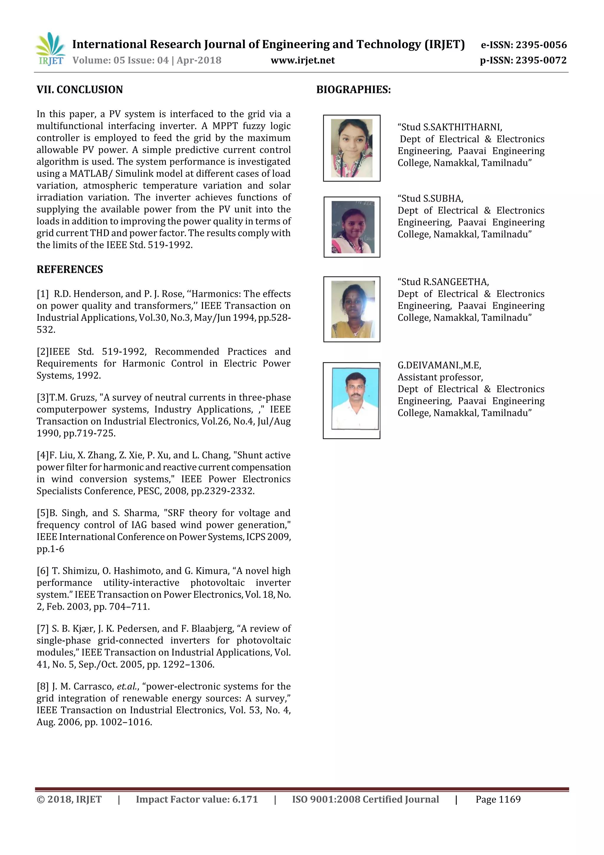 IRJET- Power Quality Improvement in Solar by using Fuzzy Logic Controller | PDF