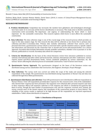 IRJET- Identification of Crucial Factor Affecting to Sustainable Construction Projects | PDF