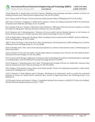 IRJET- Design and Analysis of Friction Stir Welding using Dissimilar Alloys (AA 6061 and AA 6082 ...