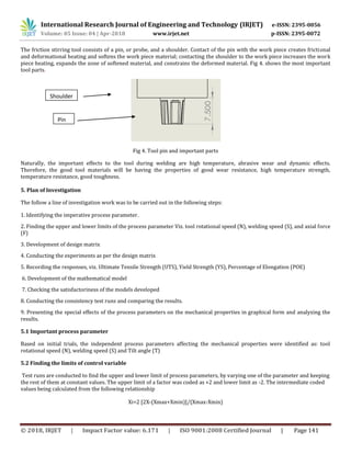 IRJET- Design and Analysis of Friction Stir Welding using Dissimilar Alloys (AA 6061 and AA 6082 ...