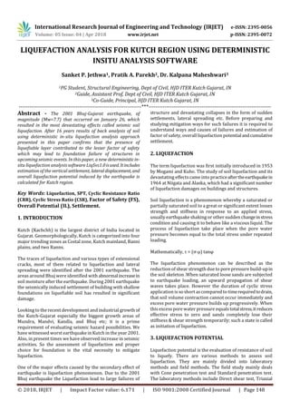 IRJET- Liquefaction Analysis for Kutch Region using Deterministic ...
