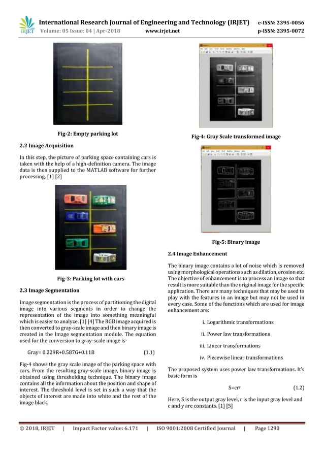 IRJET- Parking Space Detection using Image Processing in MATLAB | PDF | Photo Editing Software ...