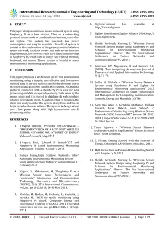 IRJET- Wireless Sensor Network Based Internet of things for Environmental Impact Analysis | PDF