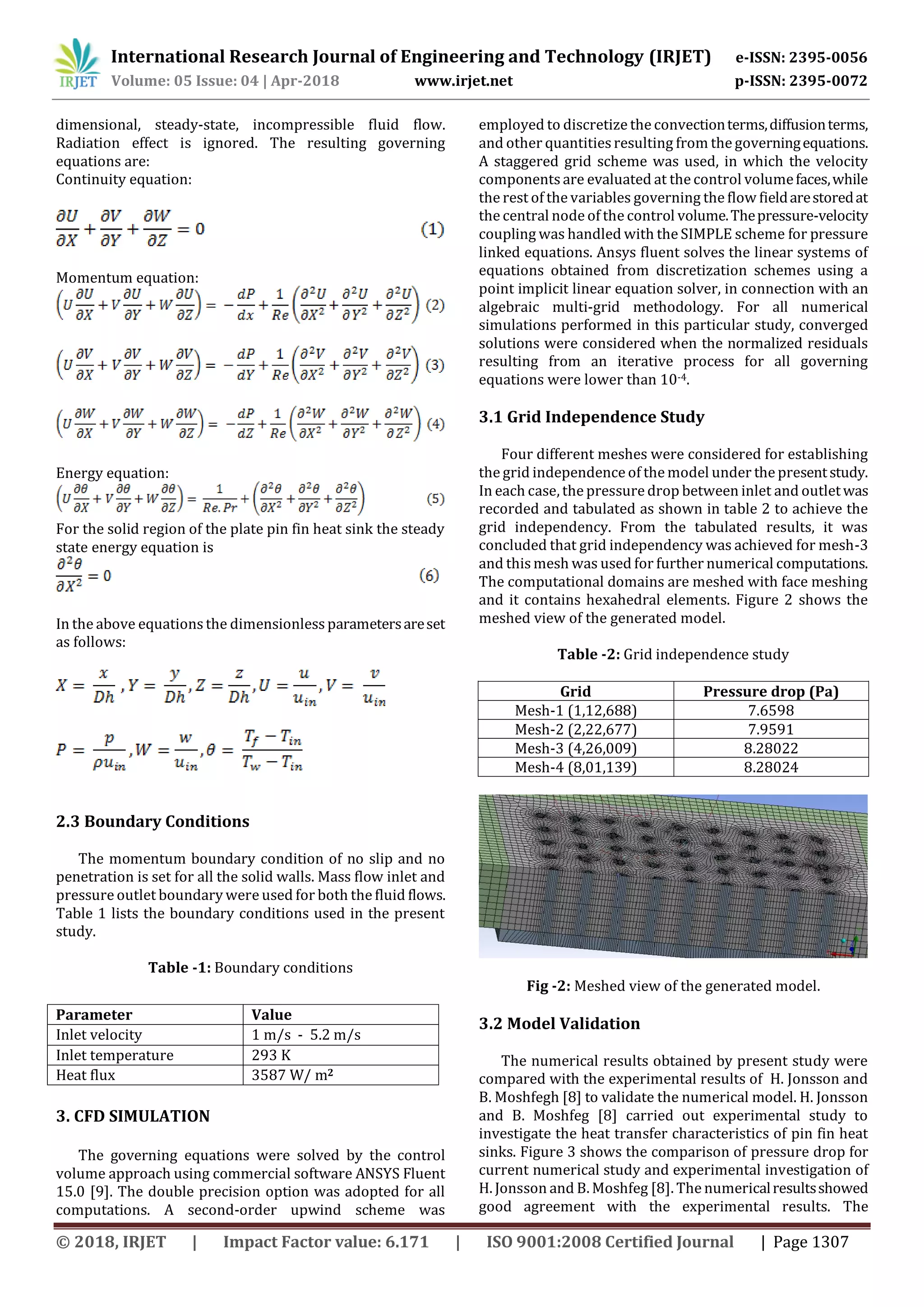 IRJET- Enhancement of Heat Transfer Effectiveness of Plate-Pin Fin Heat ...