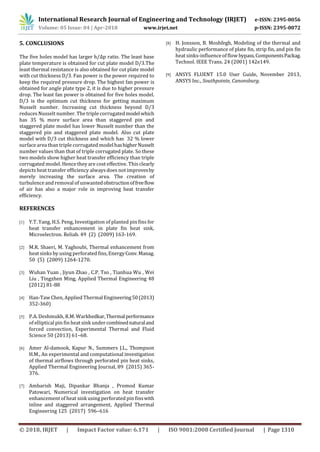 IRJET- Enhancement of Heat Transfer Effectiveness of Plate-Pin Fin Heat ...