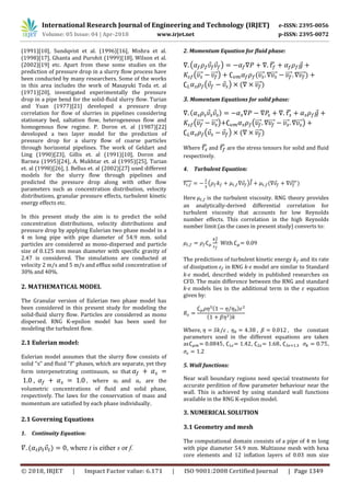 IRJET- Numerical Analysis of Slurry Flow Characteristics Through Horizontal Pipeline using CFD | PDF