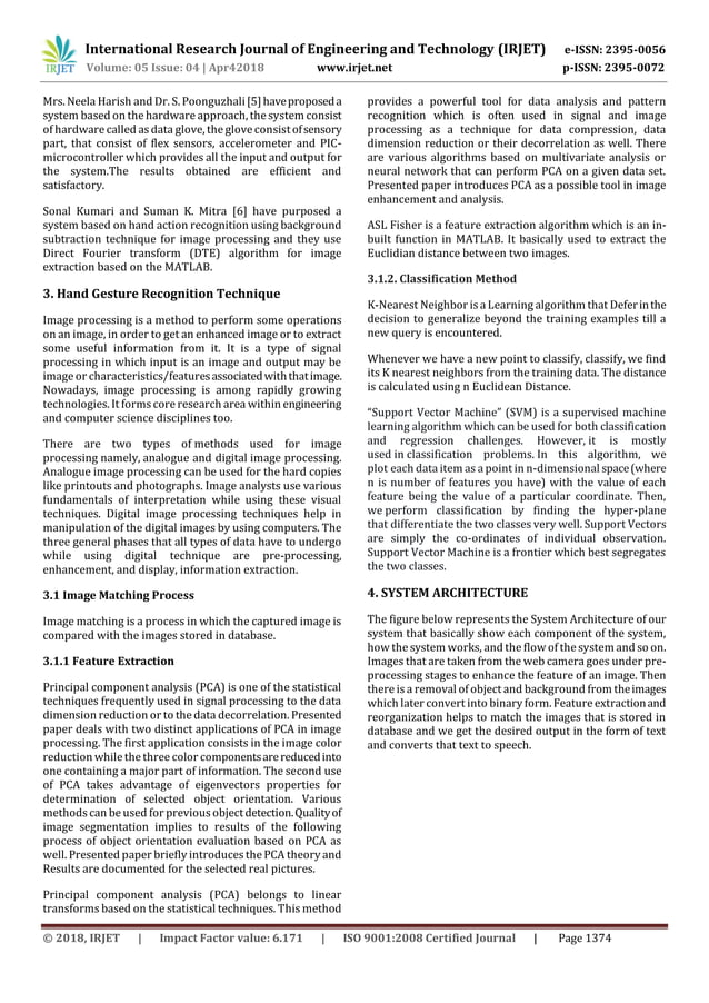 IRJET- Hand Gesture Recognition and Voice Conversion for Deaf and Dumb | PDF