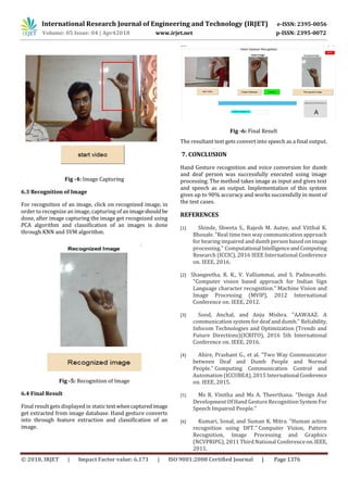 IRJET- Hand Gesture Recognition and Voice Conversion for Deaf and Dumb | PDF