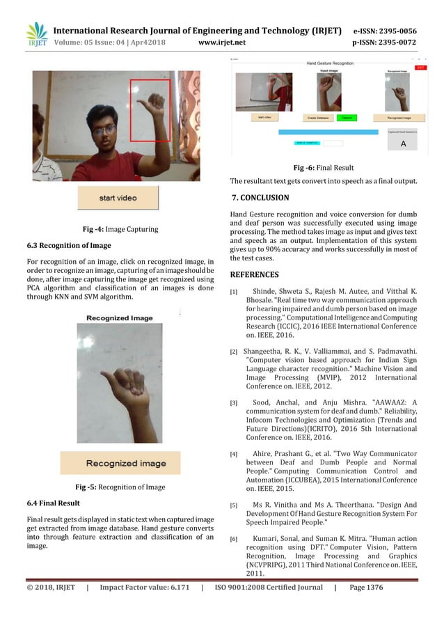 IRJET- Hand Gesture Recognition and Voice Conversion for Deaf and Dumb ...
