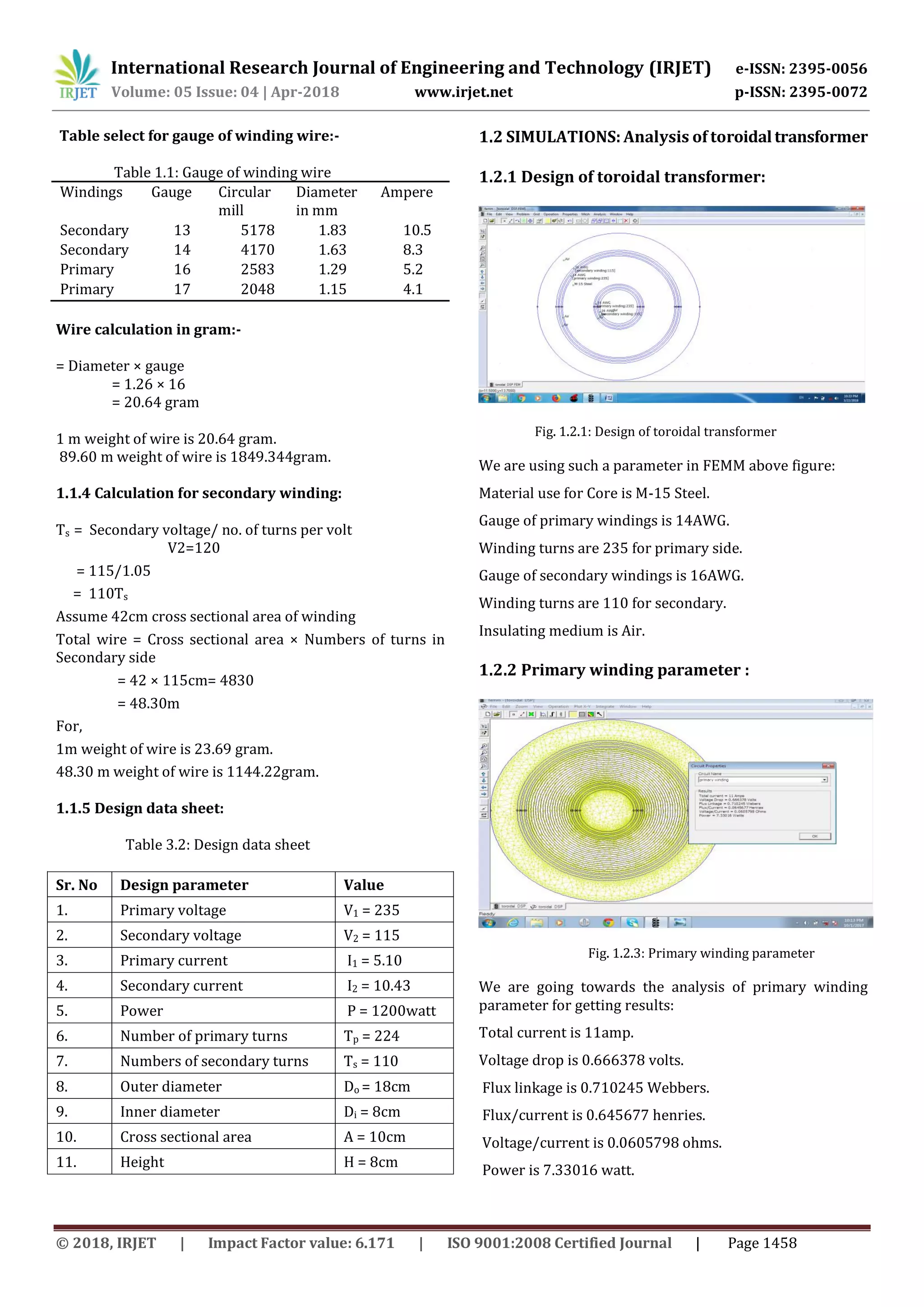 IRJET- Analysis and Design of Toroidal Transformer | PDF | Physics | Science