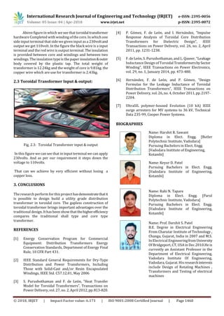 IRJET- Analysis and Design of Toroidal Transformer | PDF