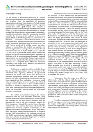 IRJET- Detection of Whitematter Ms-Lesion in Human Brain by Segmentation using Pso with Hpla ...