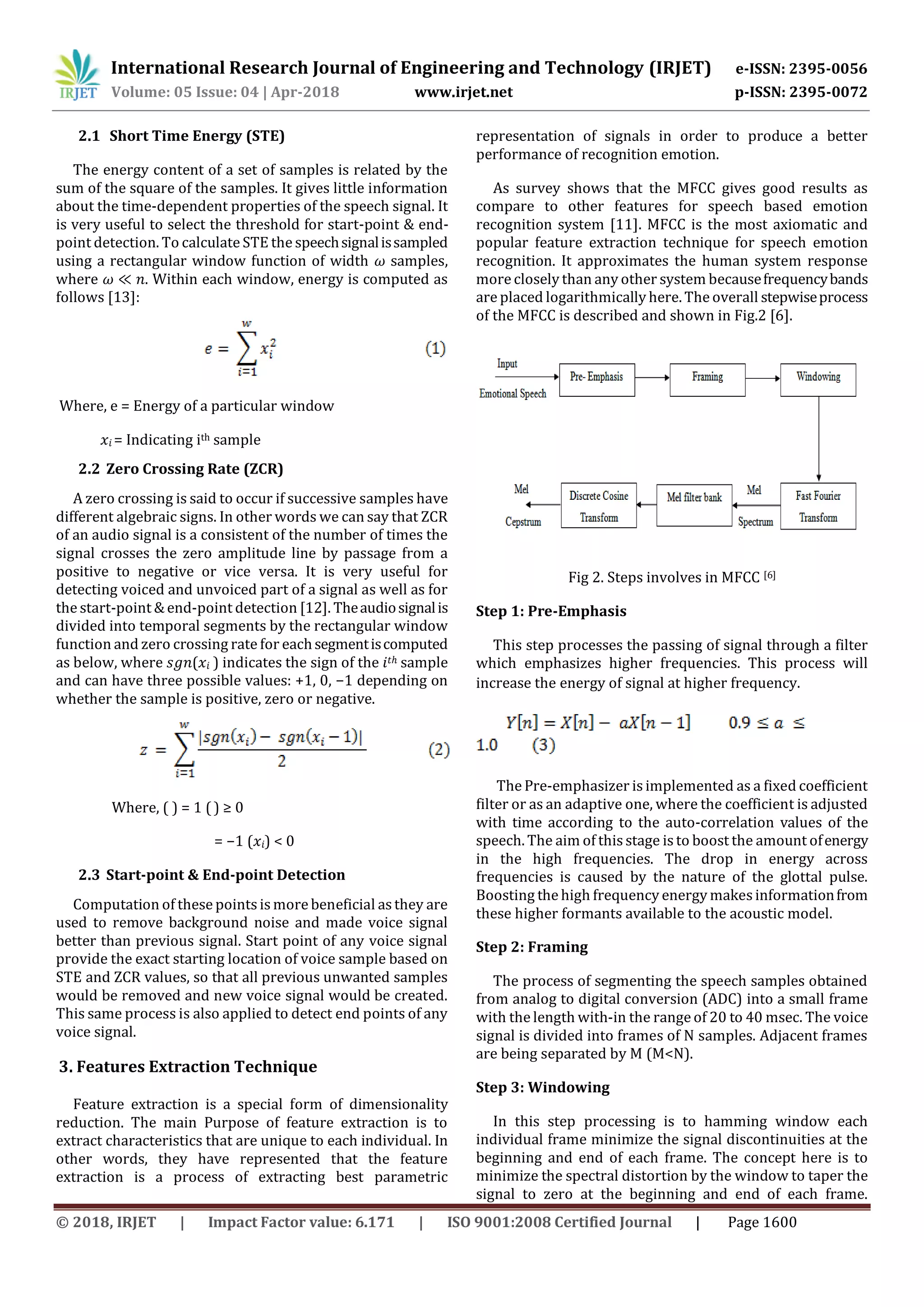 IRJET- Emotion recognition using Speech Signal: A Review | PDF