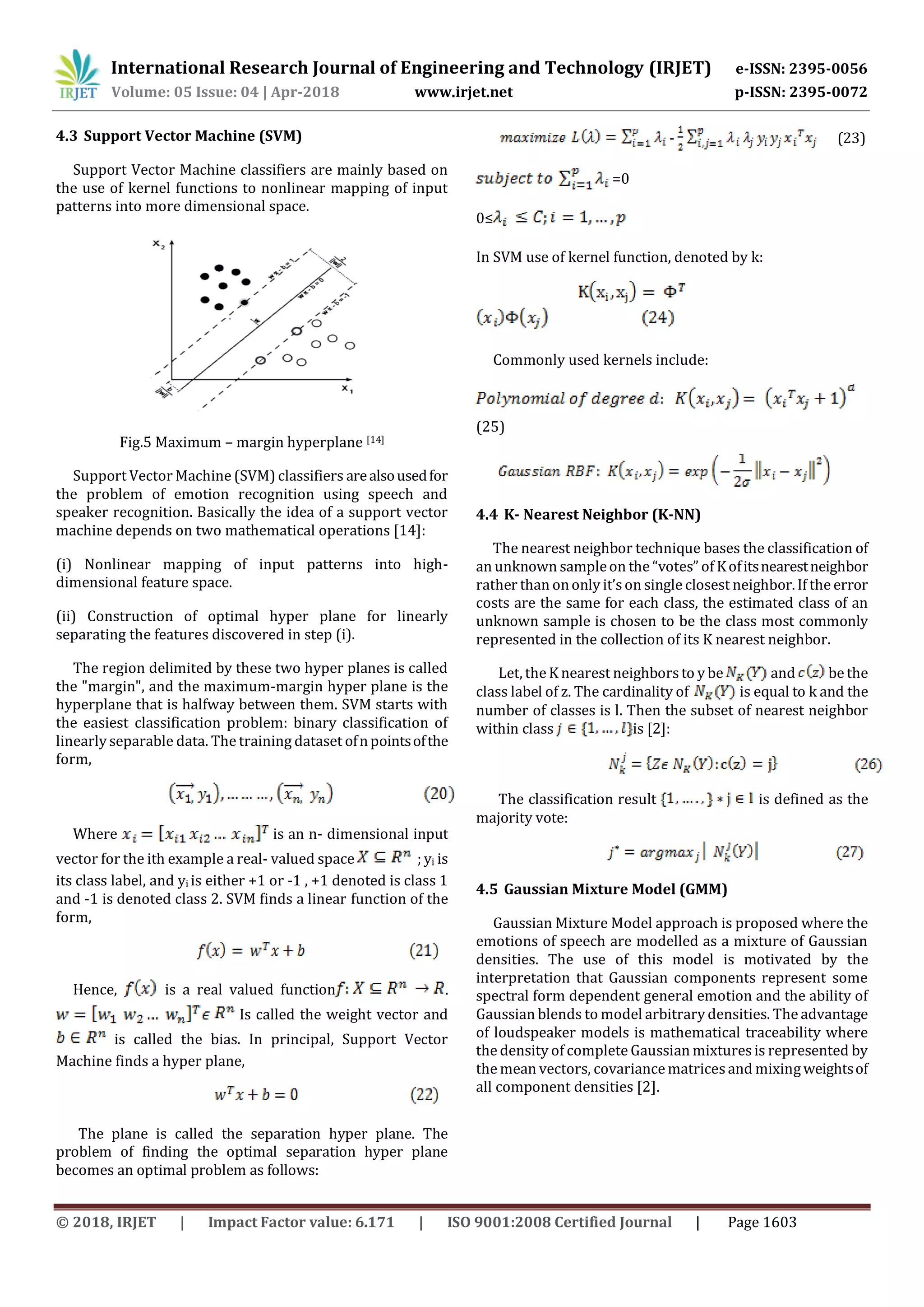 IRJET- Emotion recognition using Speech Signal: A Review | PDF