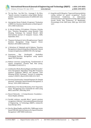 IRJET- Emotion recognition using Speech Signal: A Review | PDF