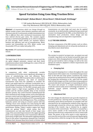 IRJET- Speed Variation using Cone Ring Traction Drive | PDF