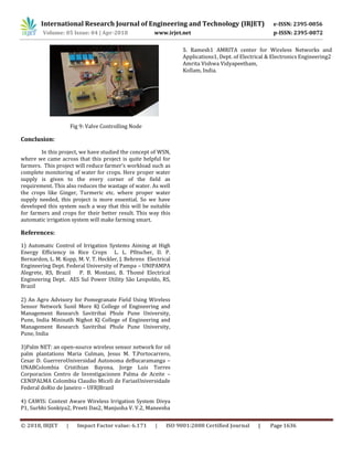 IRJET- AIMS: Automatic Irrigation Monitoring System using WSN | PDF